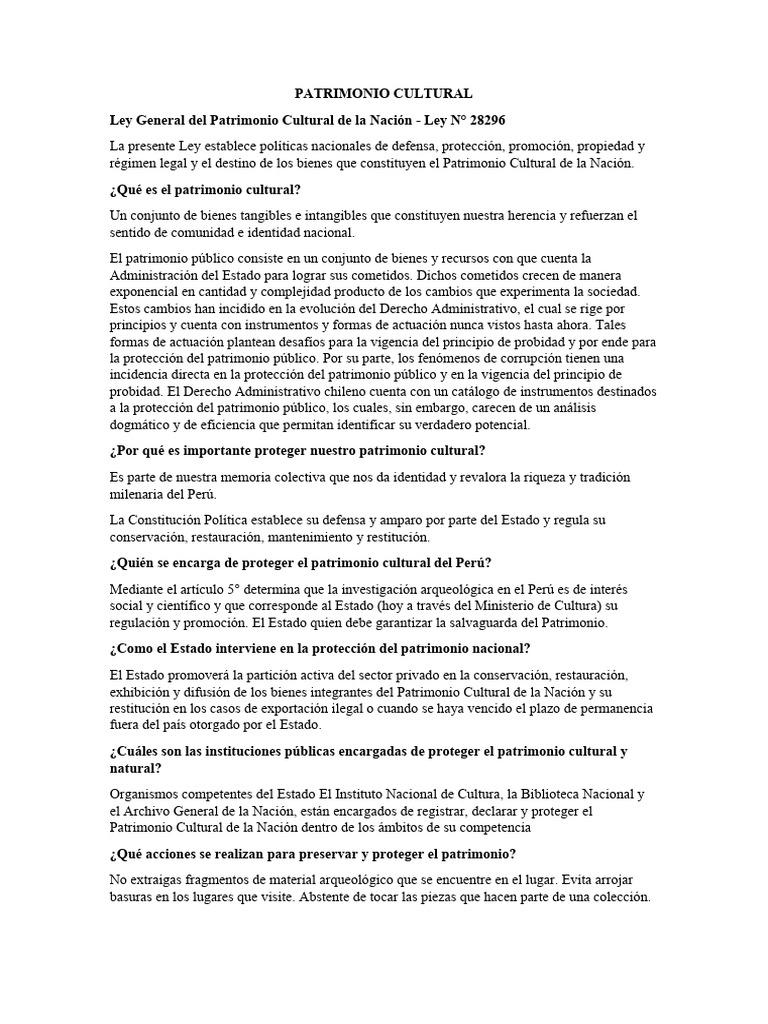 Patrimonio Cultural | PDF | Patrimonio cultural | Nulo (ley)