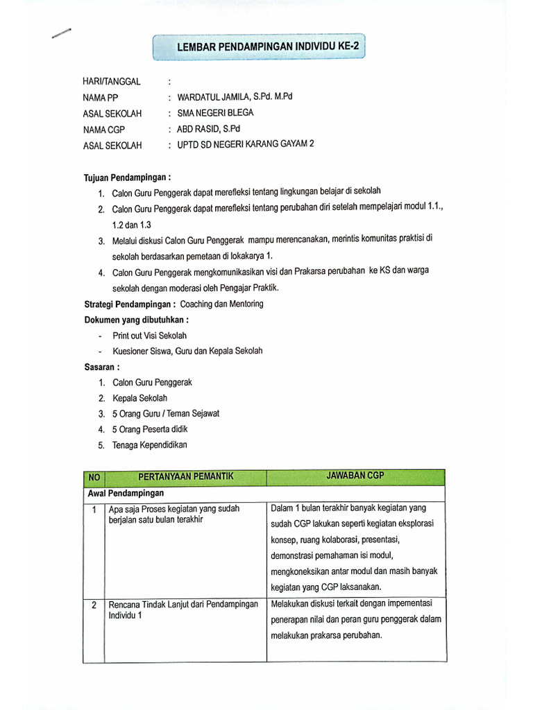 Lembar Pendampingan, Abd Rasid | PDF
