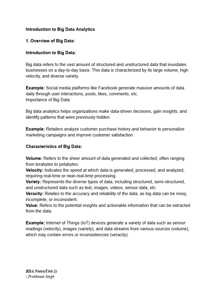 BDA Notes (Unit-1) | PDF | Apache Hadoop | Apache Spark