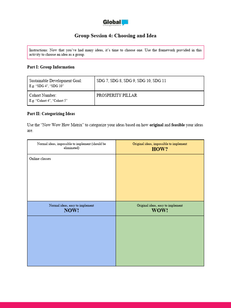 Group Session 4 - Choosing An Idea | PDF | Business | Self-Improvement