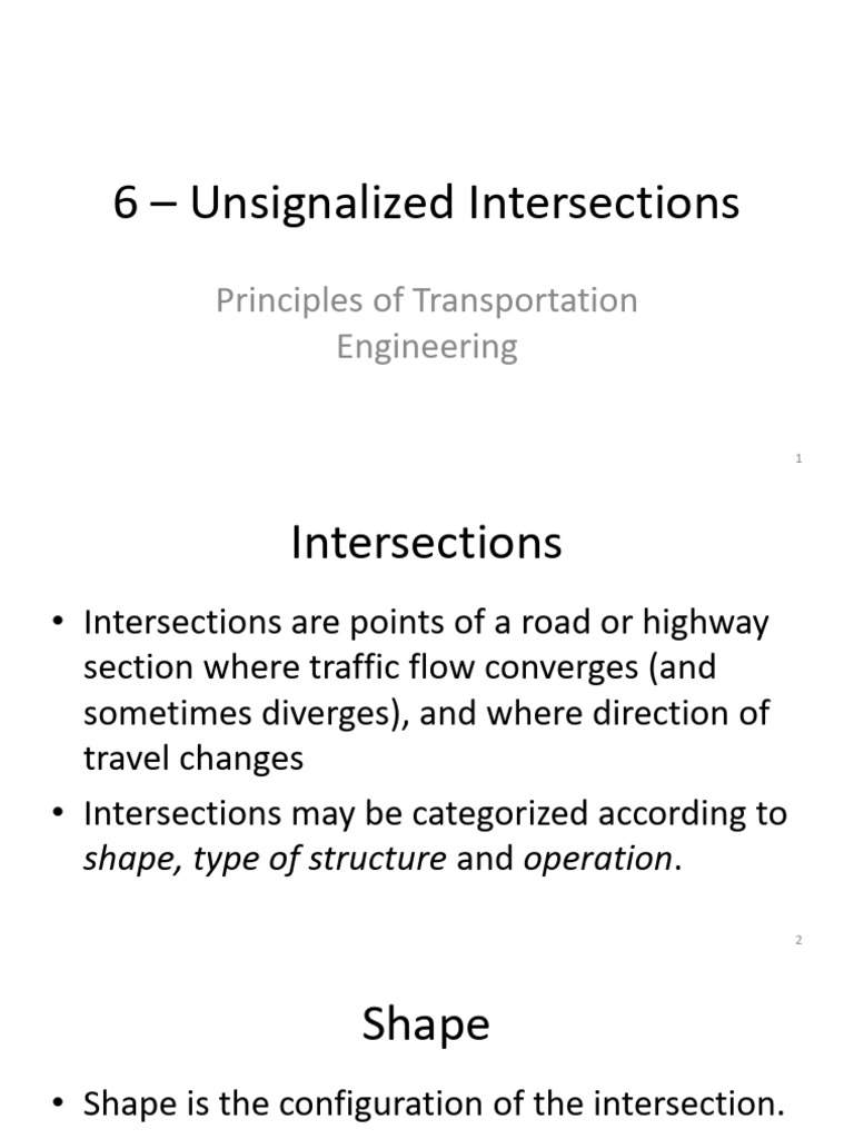 Unsignalized Intersection Design Principles | PDF | Traffic ...