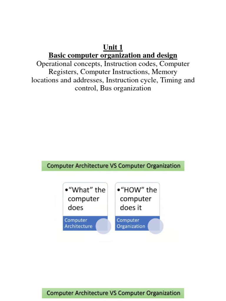 Coa Mod 1 | PDF | Central Processing Unit | Computer Data Storage