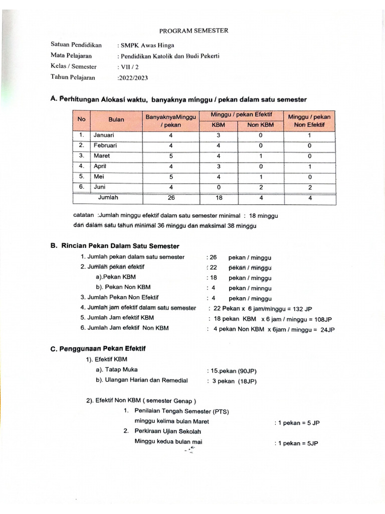 Prosem 2 Triwulan 1 | PDF
