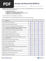 DASS 21 With Scoring Sheet PDF | PDF | Major Depressive Disorder | Anxiety