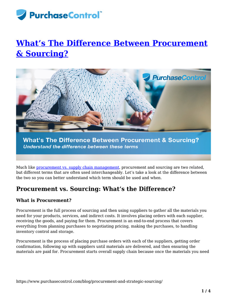 Whats The Difference Between Procurement Sourcing | PDF | Procurement | Supply Chain