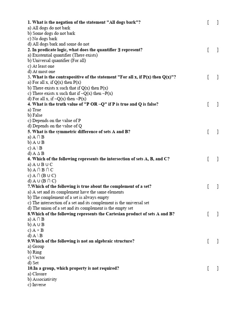 Dm-Imp Objective Questions | PDF | Set (Mathematics) | Mathematics