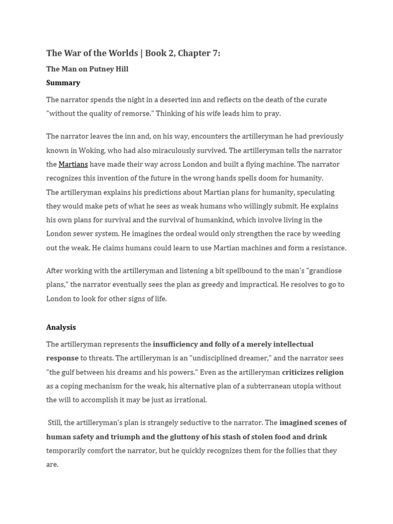 WotW Book 2: Chapters 7 & 8 Summary | PDF