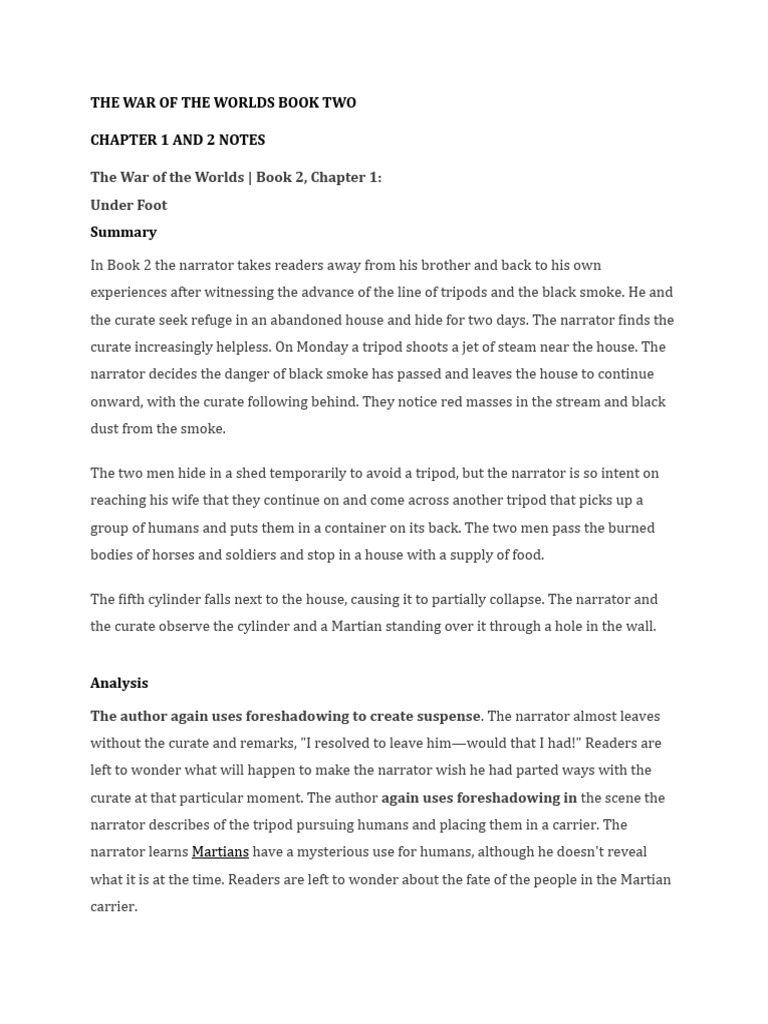 The War of The Worlds Book Two Chapter 1 and 2 | PDF | The War Of The ...