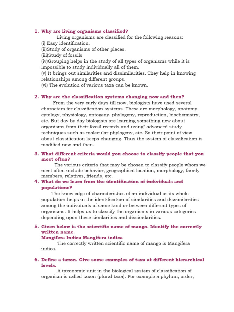 Why Are Living Organisms Classified | PDF | Species | Taxonomy (Biology)