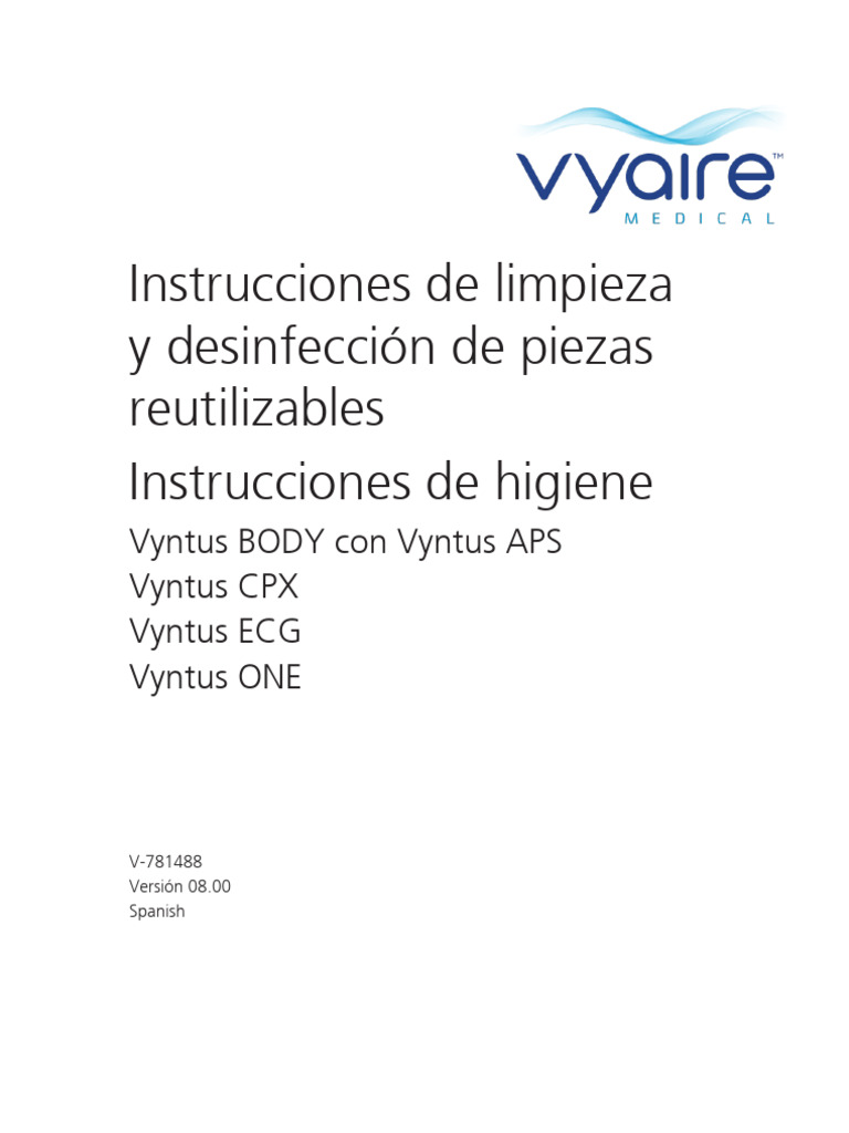 Vyaire Vyntus CPX Cleaning Instructions | PDF | Agua | Residuos