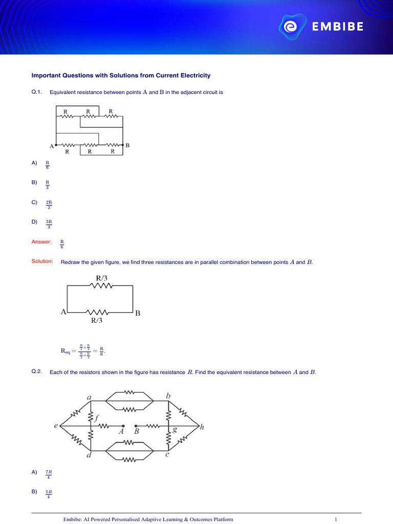 Current Electricity | PDF | Electrical Resistivity And Conductivity | Electrical Resistance And ...