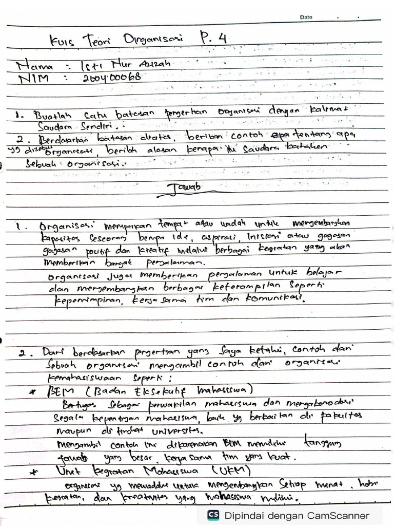 Kuis Teori Organisasi | PDF