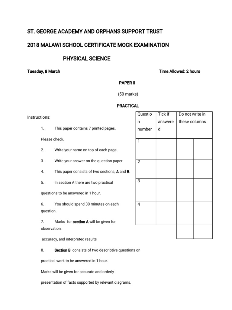 2 0 1 8 Physical Science Paper II | PDF | Radioactive Decay | Physical ...