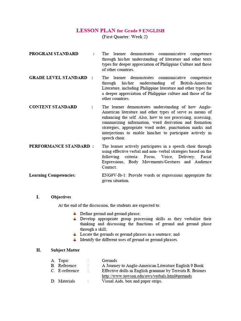 Lesson Plan Final | PDF | Verb | Preposition And Postposition