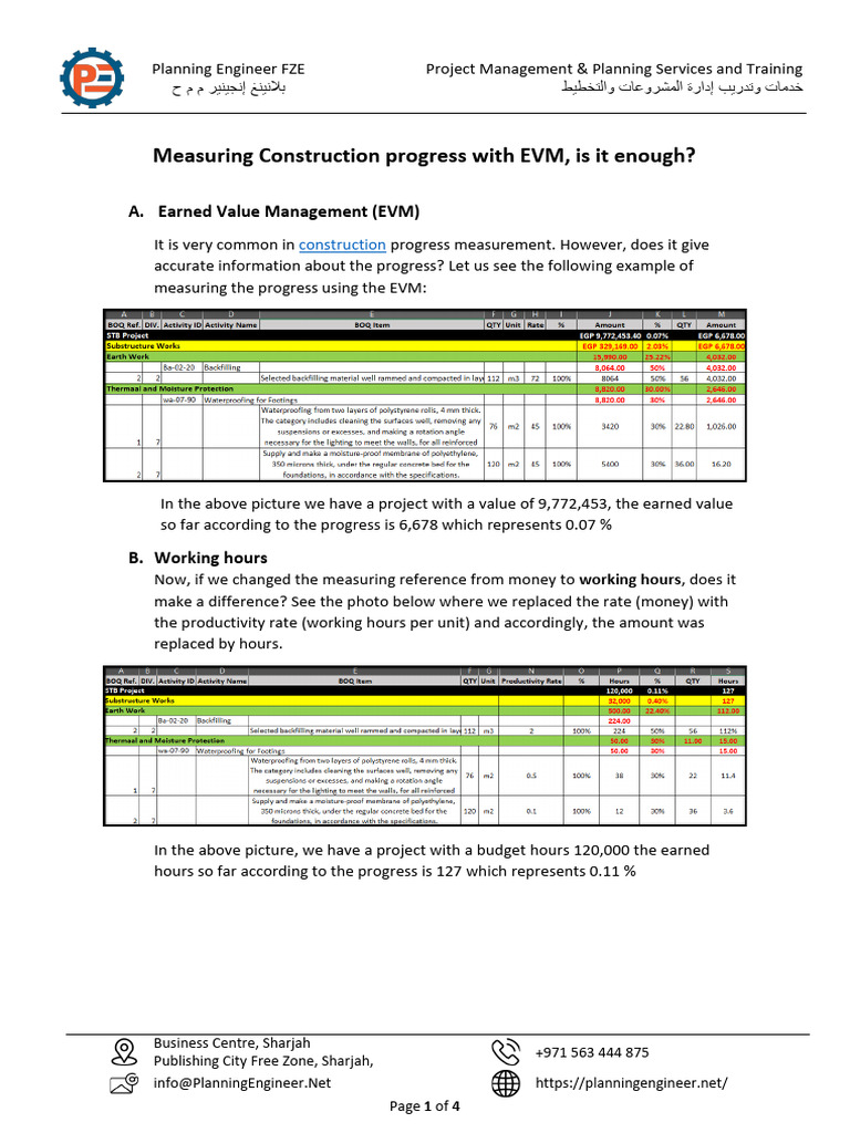 Measuring Construction Progress With EVM, Is It Enough | PDF | Business