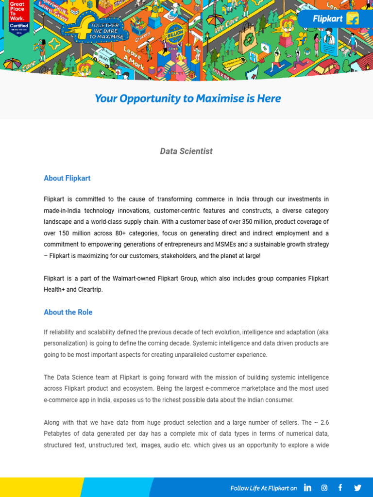 Flipkart Data Scientist Role Overview | PDF | Data Science | E Commerce
