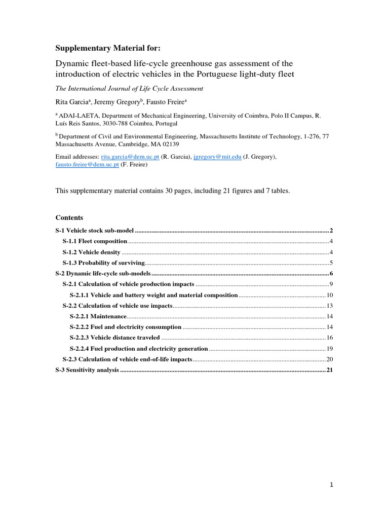 IMPORTANTE Dynamic Fleet Based Life Cycle GHG of The Introduction of EV ...