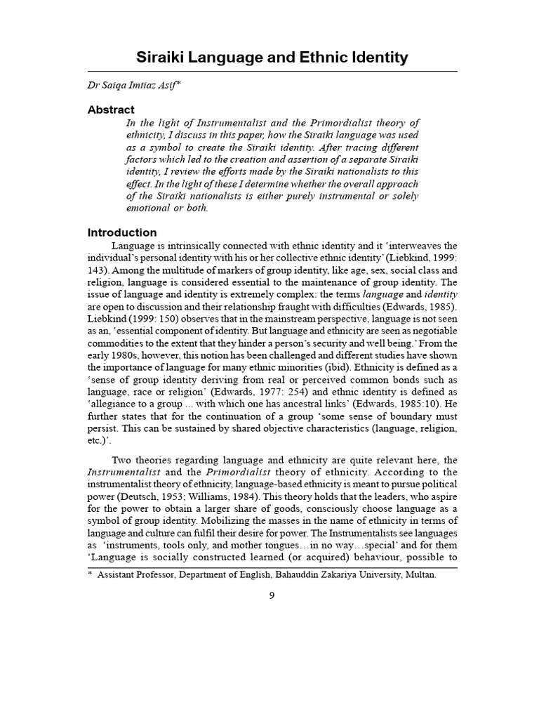 Siraiki Language and 6661a70e91436 | PDF | Identity (Social Science ...