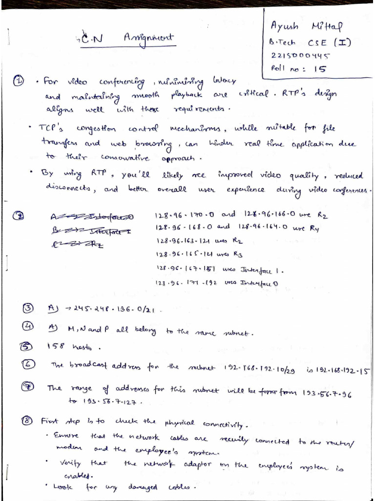 CN ASSIGNMENT Answers | PDF