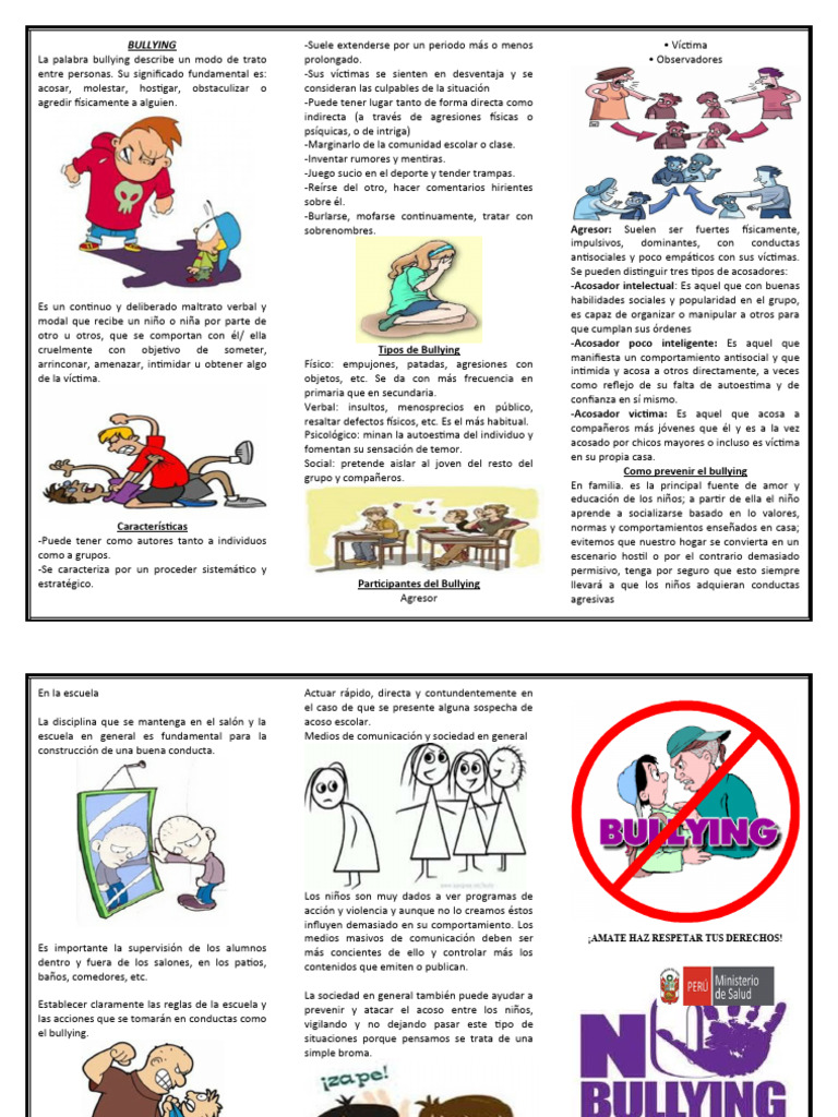 Triptico Del Bullying Karem2 | PDF | Escuelas | Psicología Social Triptico Del Bullying Karem2 | PDF | Escuelas | Psicología Social