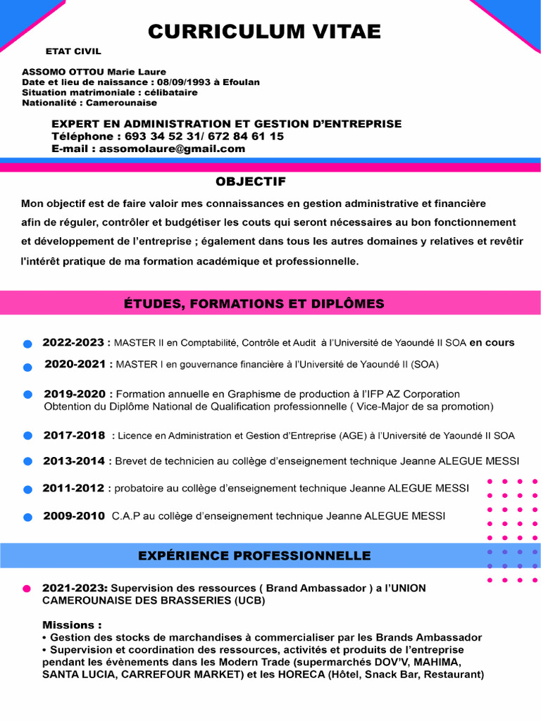 ASSOMO OTTOU Marie Laure CV-1 | PDF