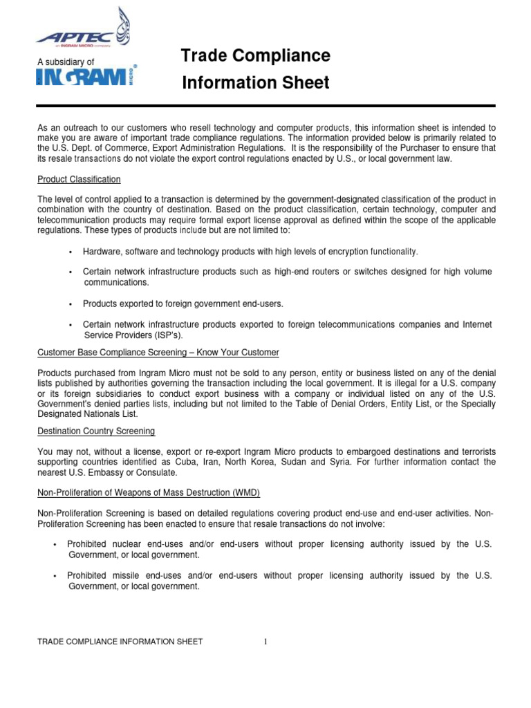 Trade Compliance Guidelines for Resellers | PDF | Nuclear Proliferation