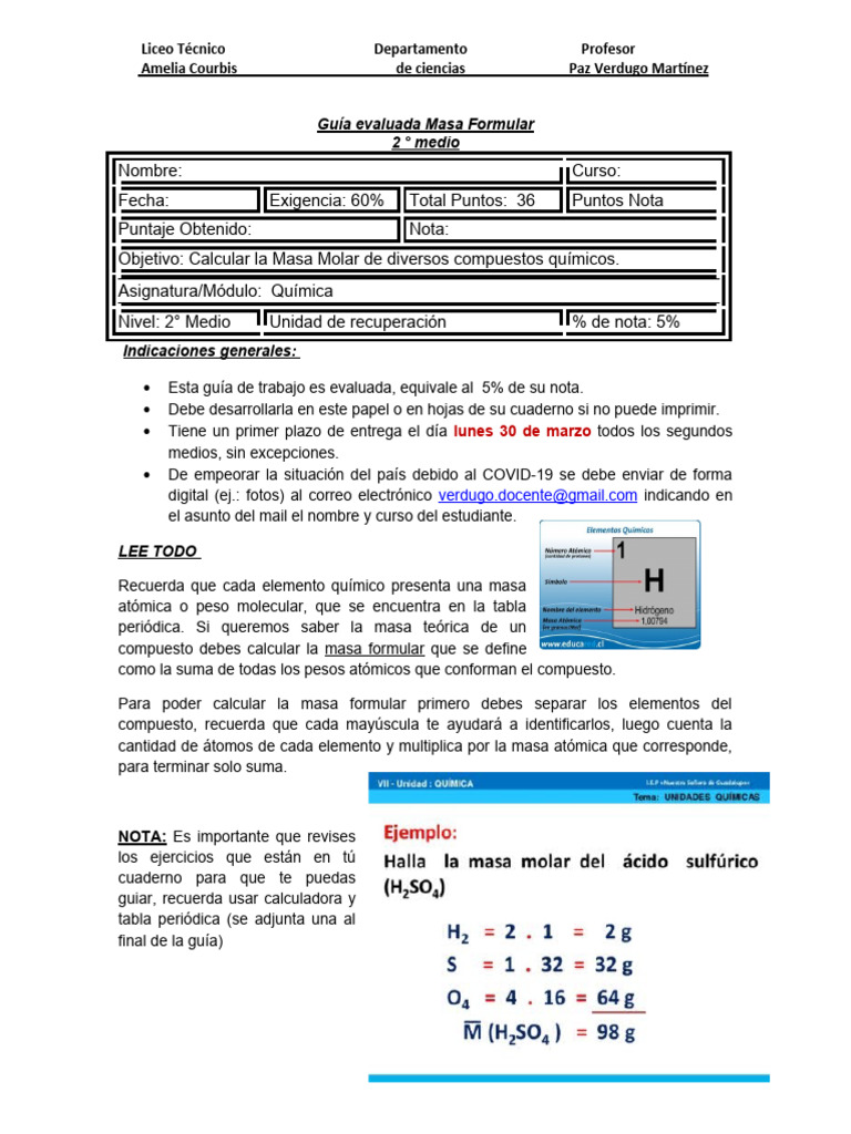 Guía #1 Química 2° Medio | PDF | Atómico | Física atómica