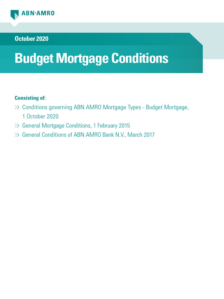 Budget Mortgage Conditions: October 2020 | PDF | Mortgages | Loans