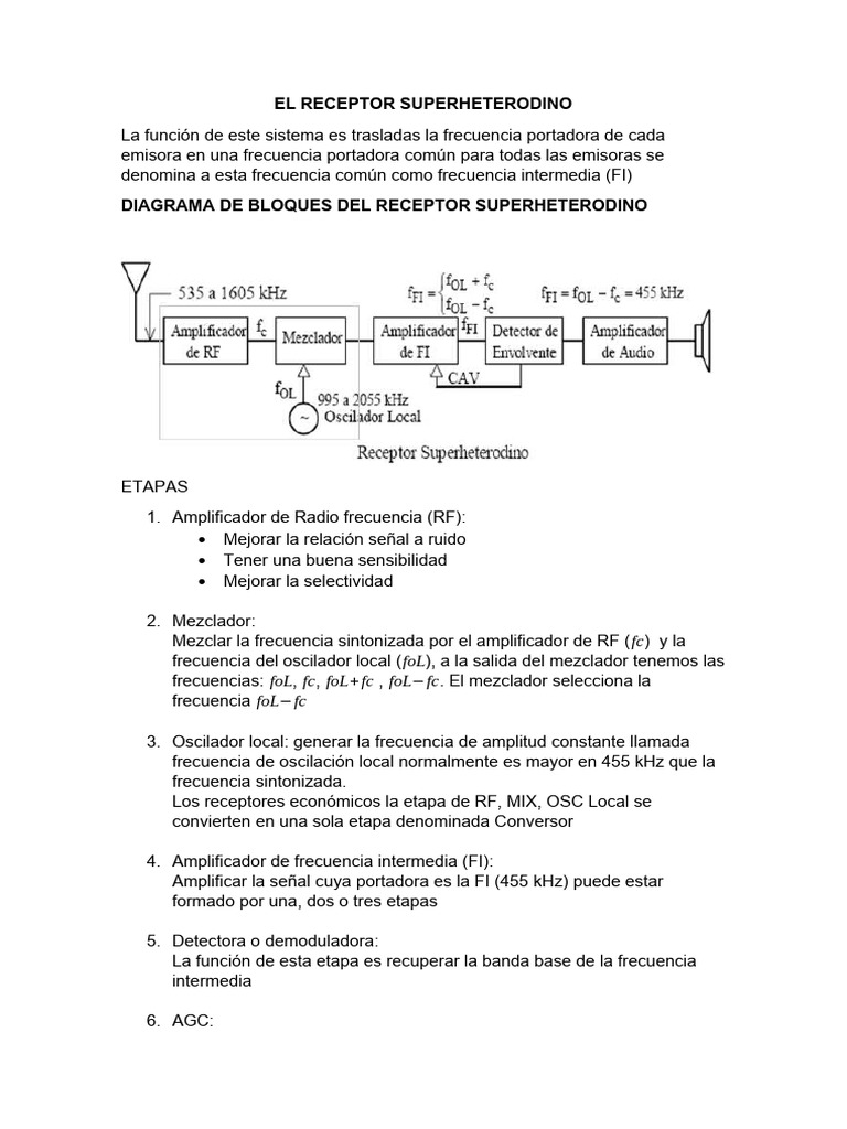 Funcionamiento del Receptor Superheterodino | PDF | Tecnología