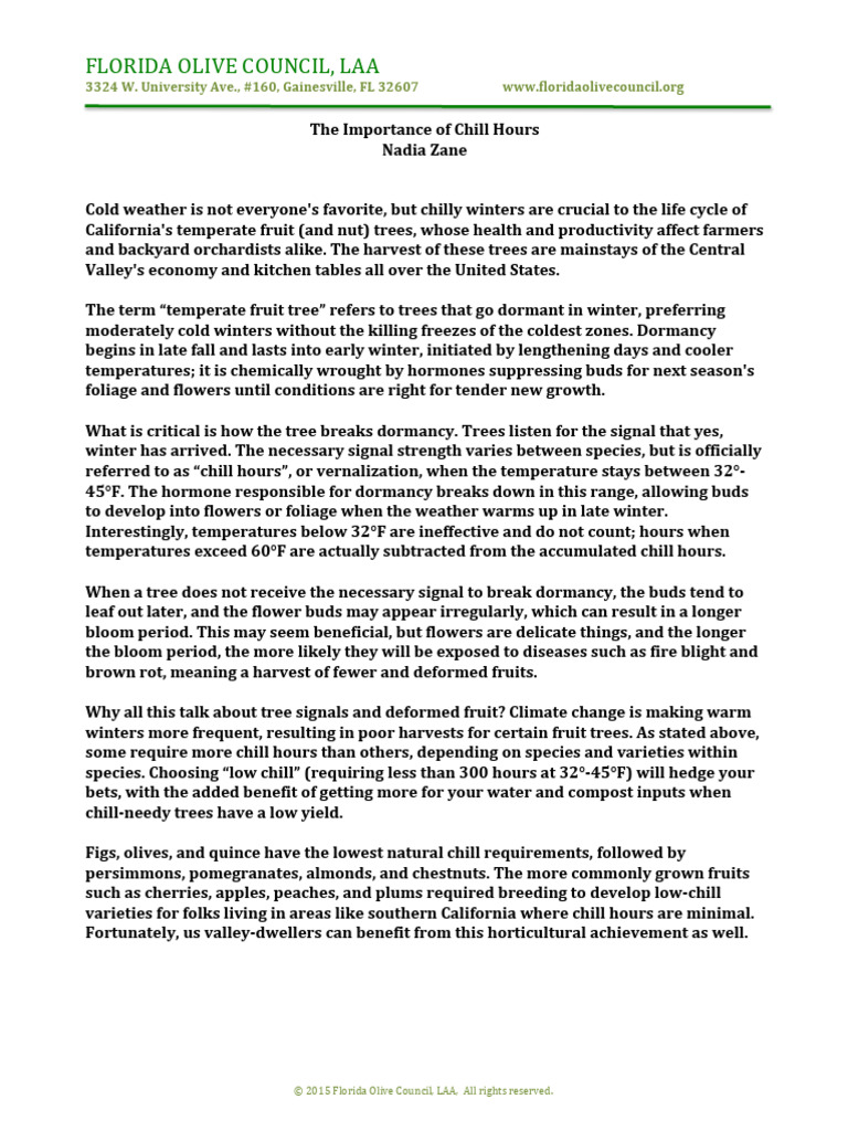 Chill Hours Importance | PDF | Trees | Winter