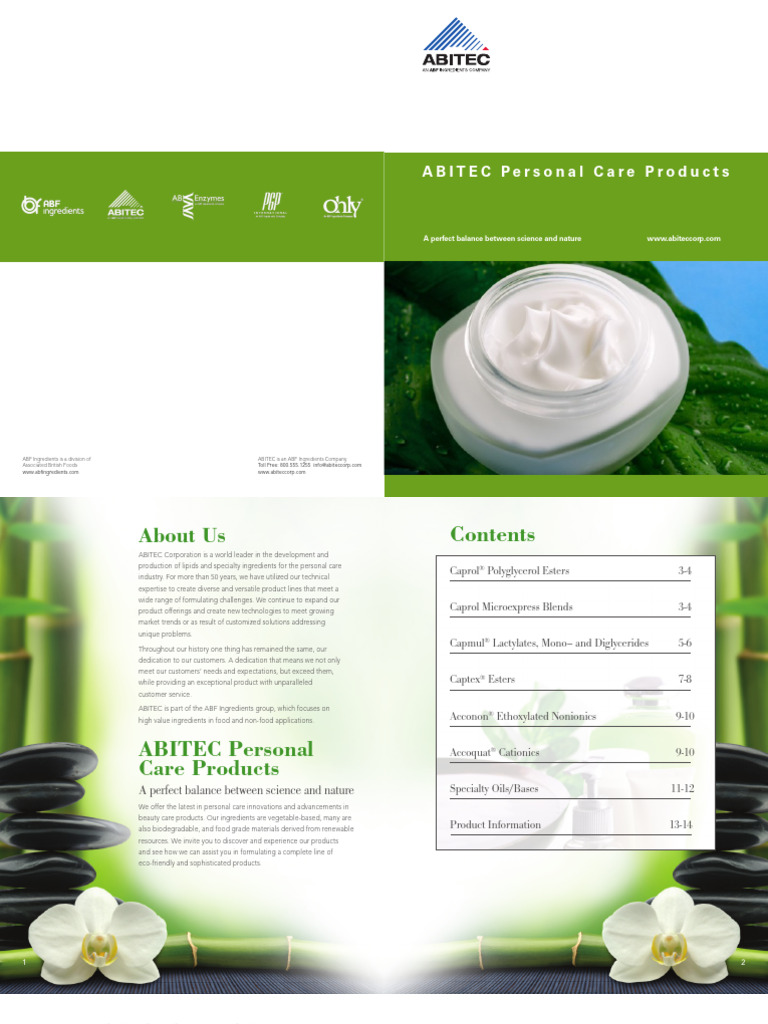 Personal Care Brochure | PDF | Glycerol | Emulsion