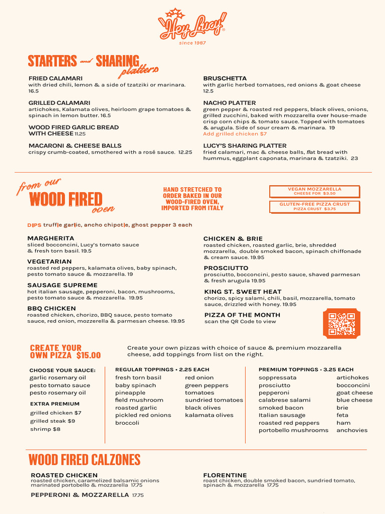Hey Lucy Menu | PDF | Salad | Pizza