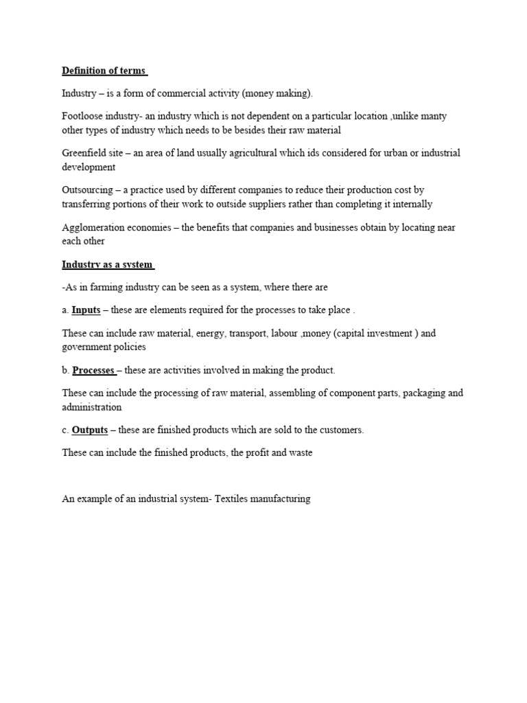 INDUSTRY FORM 5 NOTES | Download Free PDF | Factory | Labour Economics