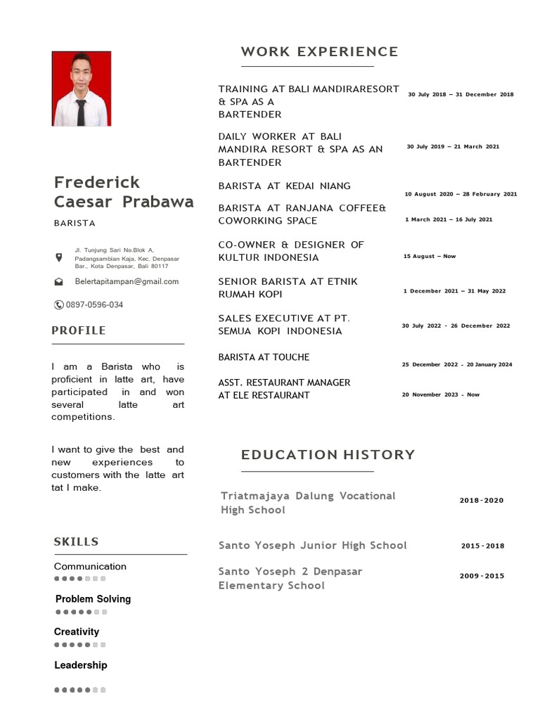 Bagi CV - Frederick - Caesar - Prabawa - 2024 | PDF | Coffee | Drink