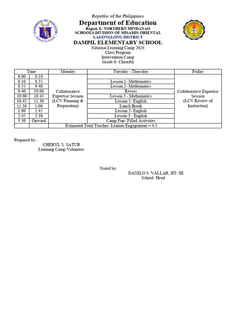 NLC Class Program | PDF