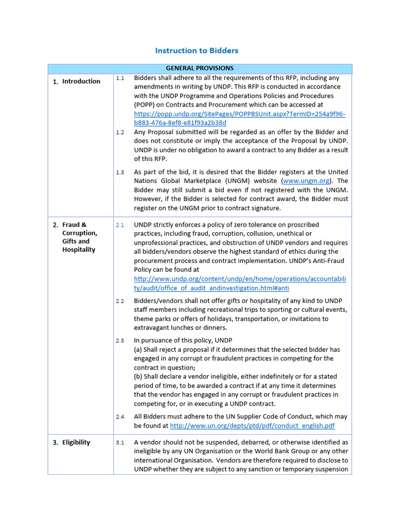 Instructions To Bidders | PDF | Request For Proposal | Payments
