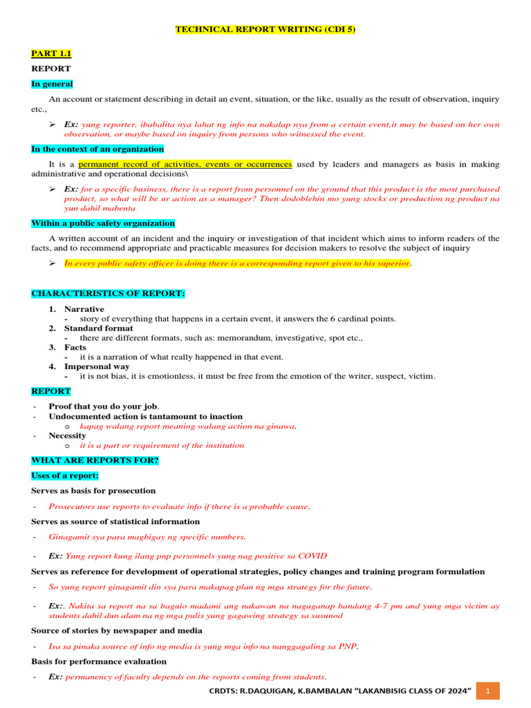 Technical Report Writing (CDI5) | PDF | Bracket | Comma