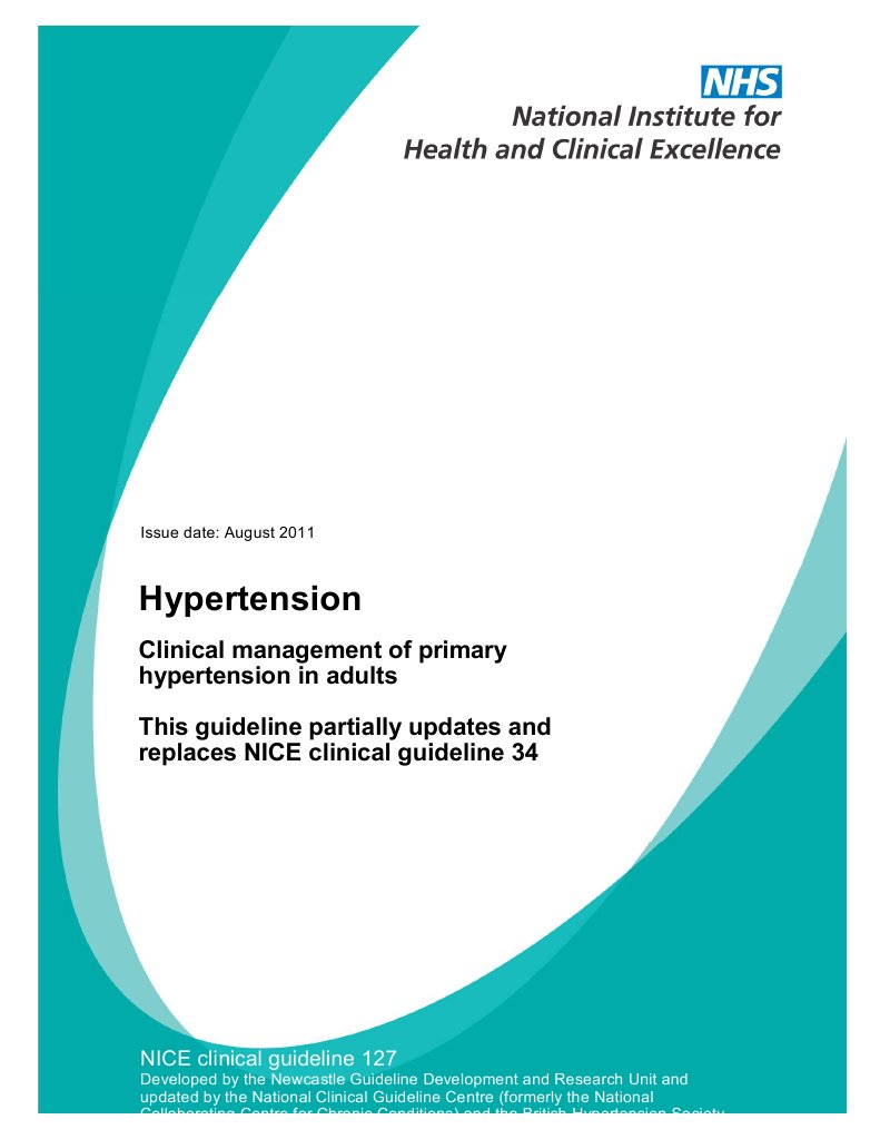 Nice HTN 2011 | PDF | Hypertension | Blood Pressure