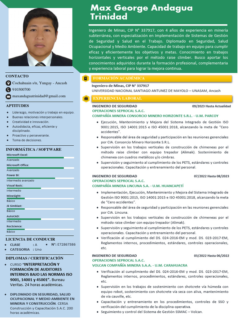 CV - Max Andagua Trinidad 72867386 V4 | PDF