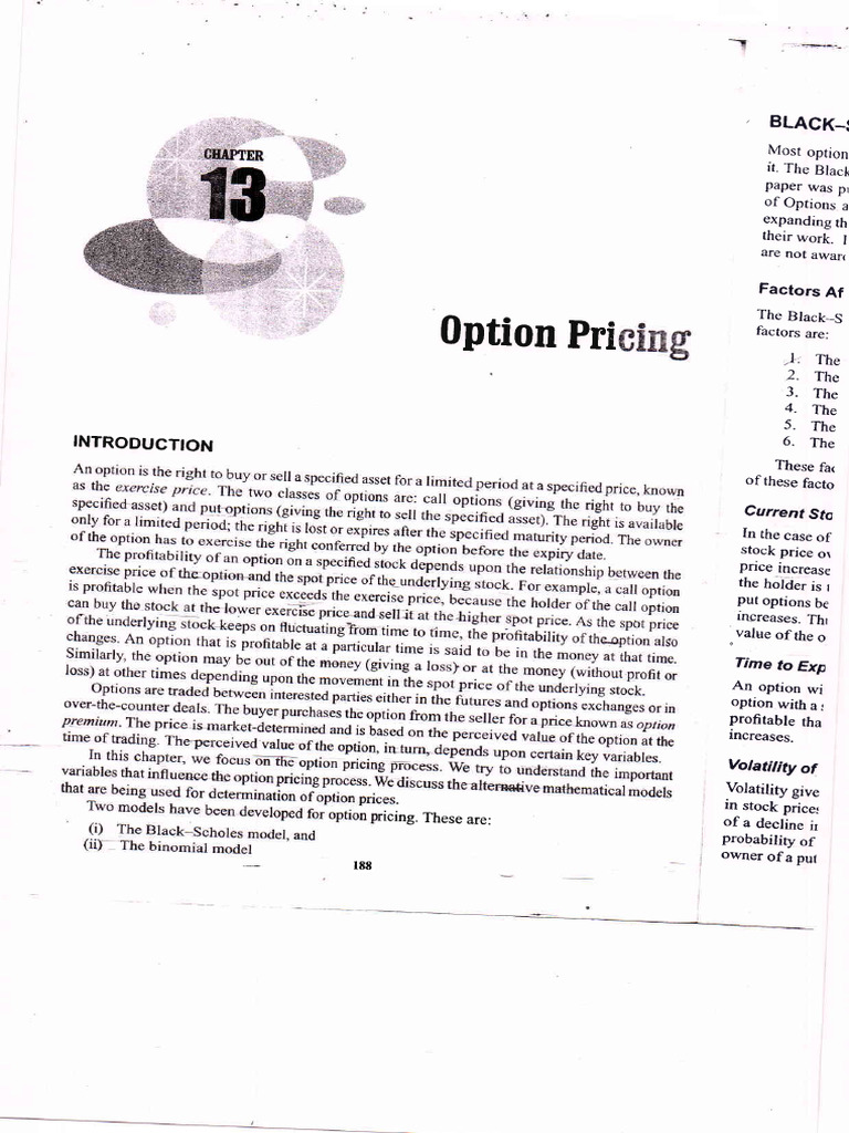 Black Scholes Merton Model OPTION PRICING | PDF | Option (Finance ...