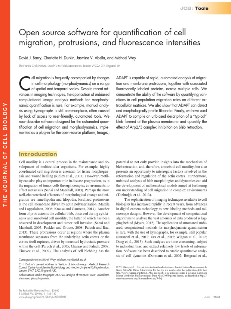 Open Source Software For Quantification of Cell Migration, Protrusions, and Fluorescence ...