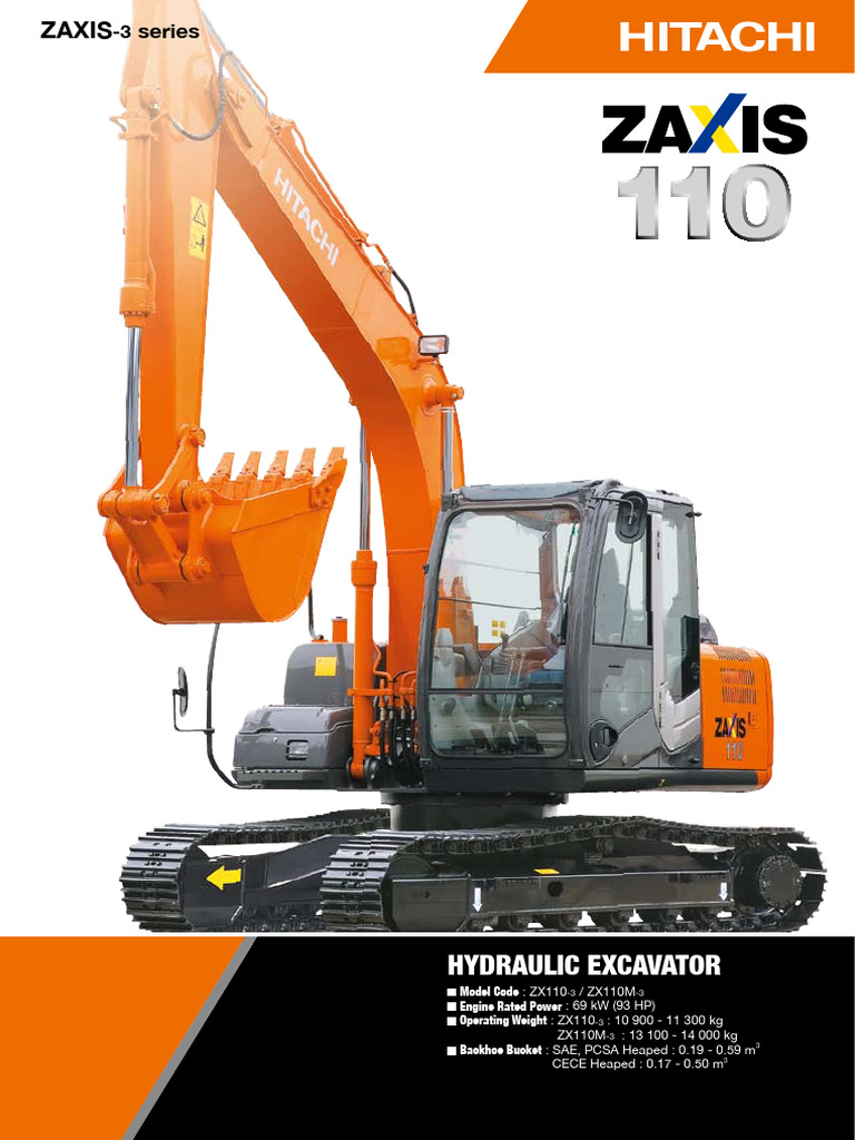 Hitachi ZX110-3 Excavator Overview | PDF | Diesel Engine | Fuel Injection