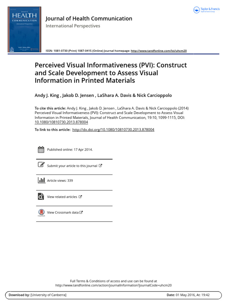Perceived Visual Informativeness PVI Construct and Scale Development To Assess Visual ...