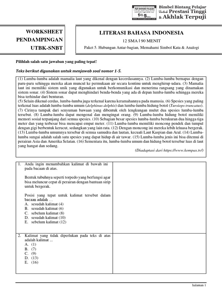 Worksheet Pendampingan Alazka - Literasi Bahasa Indonesia - 12 SMA ...