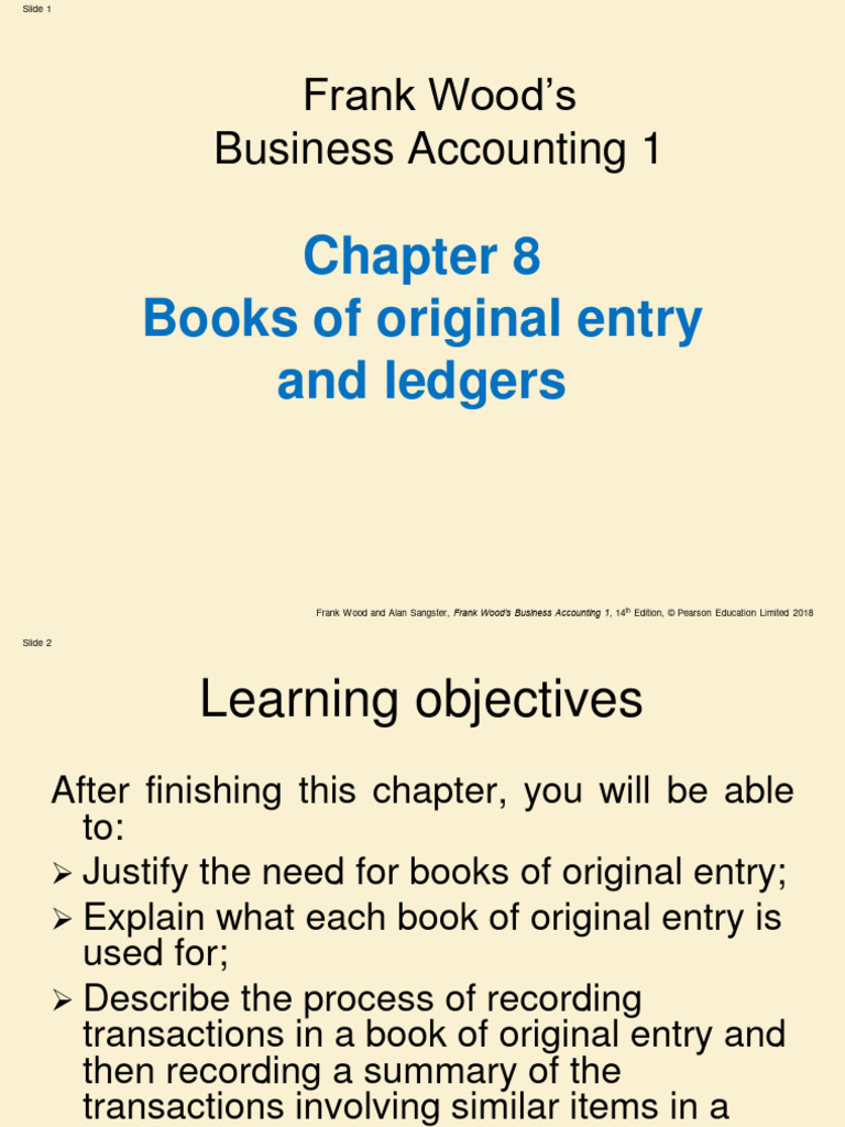 Chap08 - Books of Original Entry & Ledgers | PDF | Expense | Debits And ...