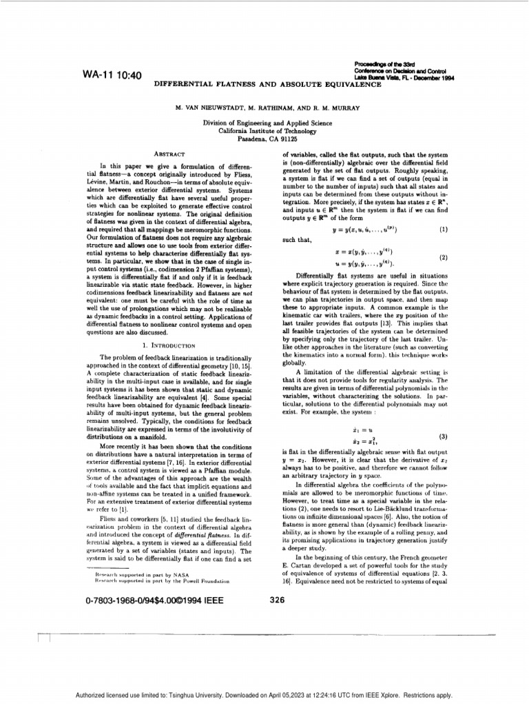 Differential Flatness And Absolute Equivalence PDF Differential