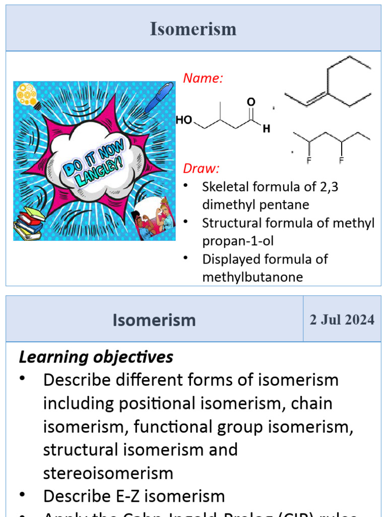 Lesson 08 - Isomerism | PDF | Isomer | Organic Chemistry