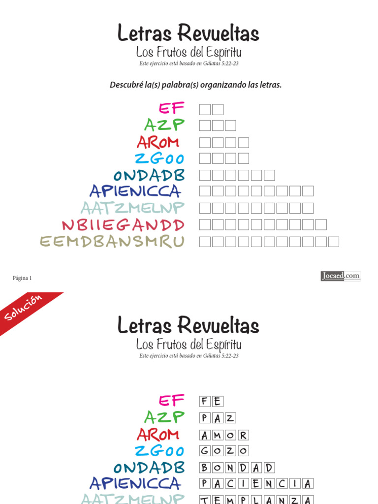 Letras Revueltas Frutos Del Espiritu | PDF