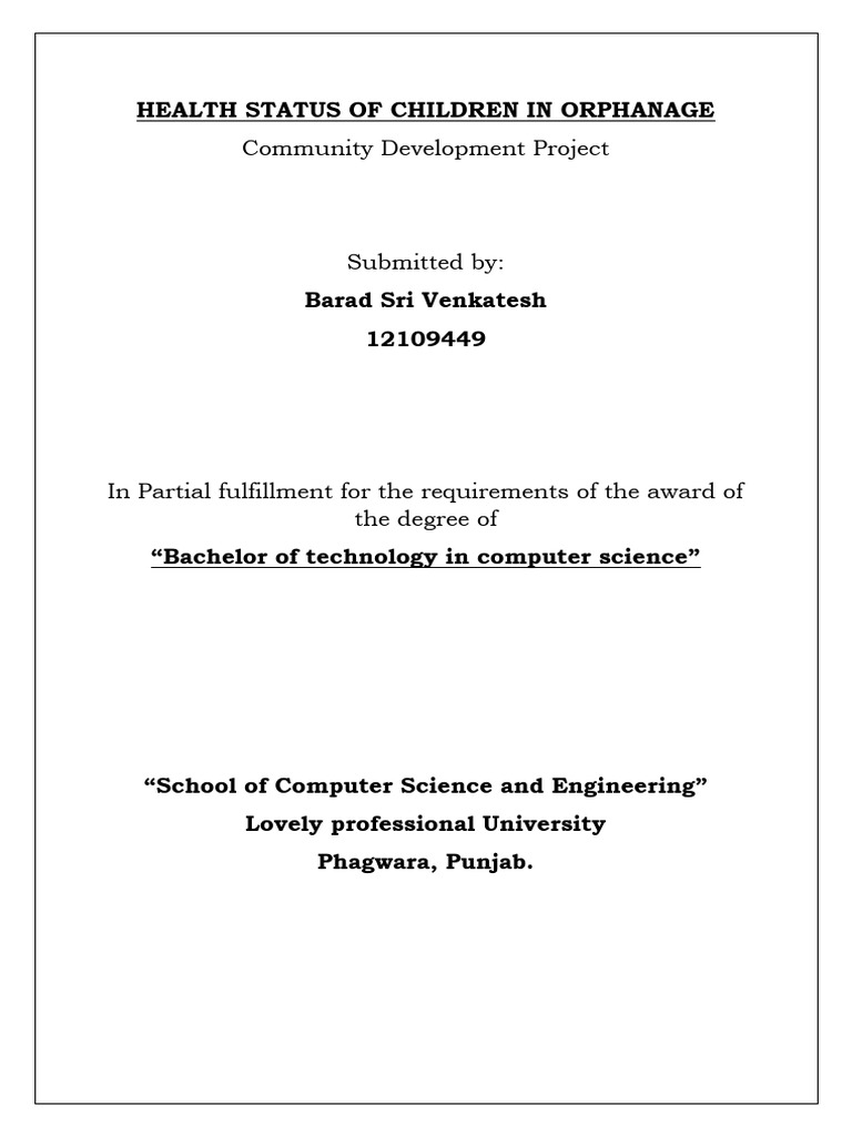 CDP Report This Project Based On Orphan | PDF | Adoption, Fostering ...