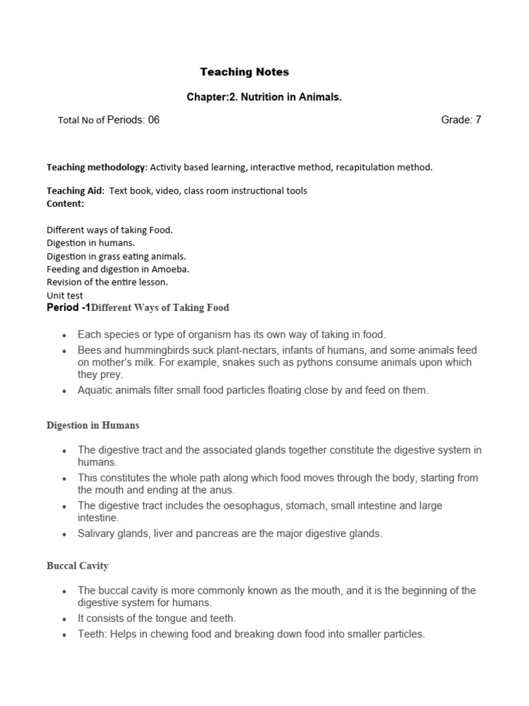 Nutrition in Animals (Edited | PDF | Digestion | Stomach